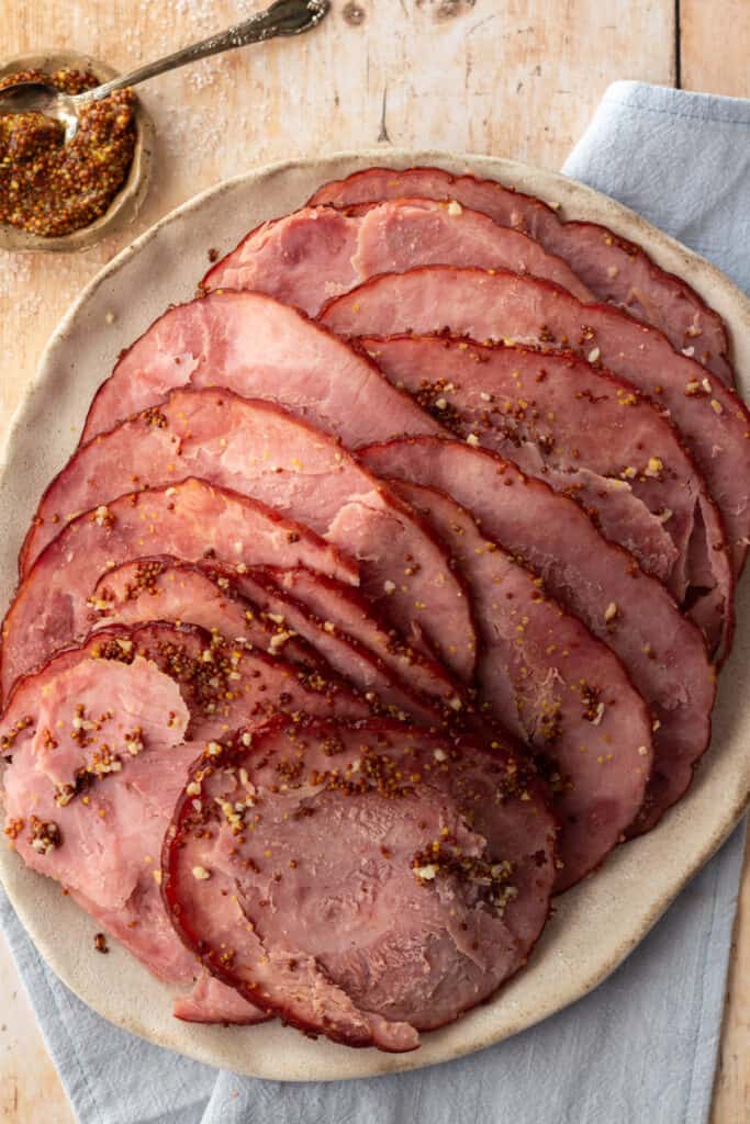 Maple Glazed Dutch Oven Ham (with Maple Mustard Glaze) - Sugar & Snap Peas